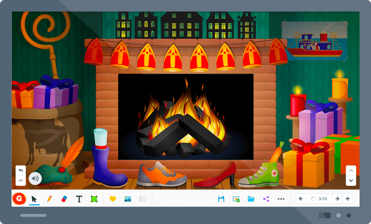 Sinterklaas op het digibord in de klas