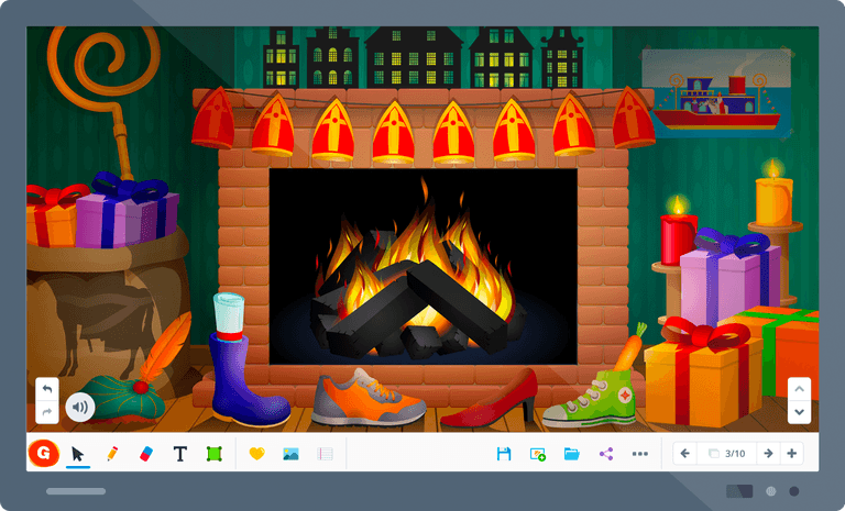 Sinterklaas op het digibord in de klas